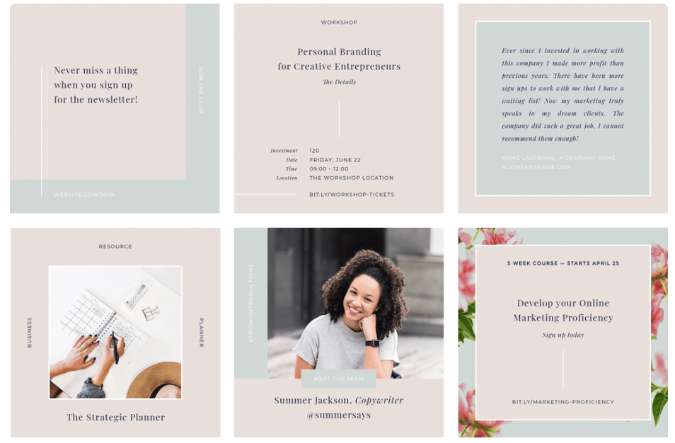 12 packs de templates gratuits pour votre compte Instagram