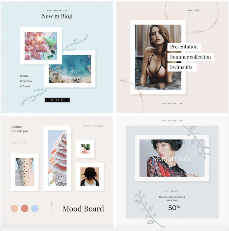 12 packs de templates gratuits pour votre compte Instagram