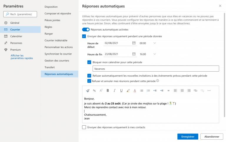 Comment mettre un message d'absence sur Outlook ? - Blog Tuto.com